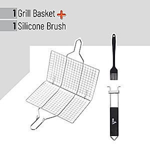 UNCO- Grill Basket, Stainless Steel, Fish Grill Baskets for Outdoor Grill, Vegetable Grill Basket, BBQ Grill Basket, BBQ Basket, Grilling Basket, Fish Basket for Grilling, Grill Accessories.