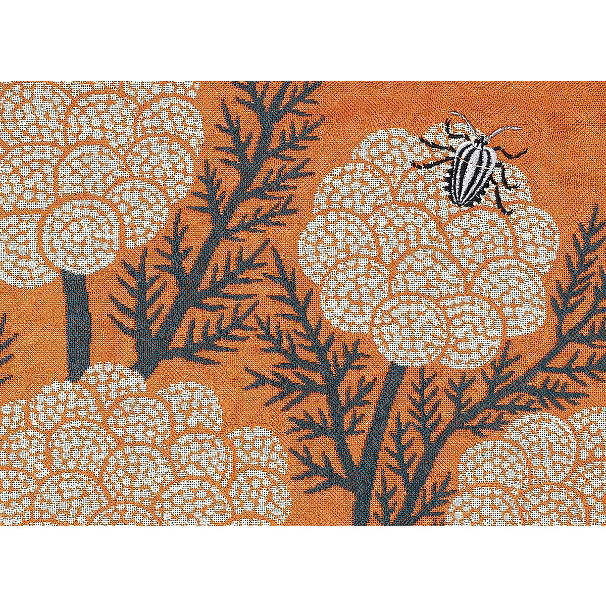 Kusubashi Crest Weave A-68398-90-OR Morita MiW Pouch, Flower and Stambug, Orange