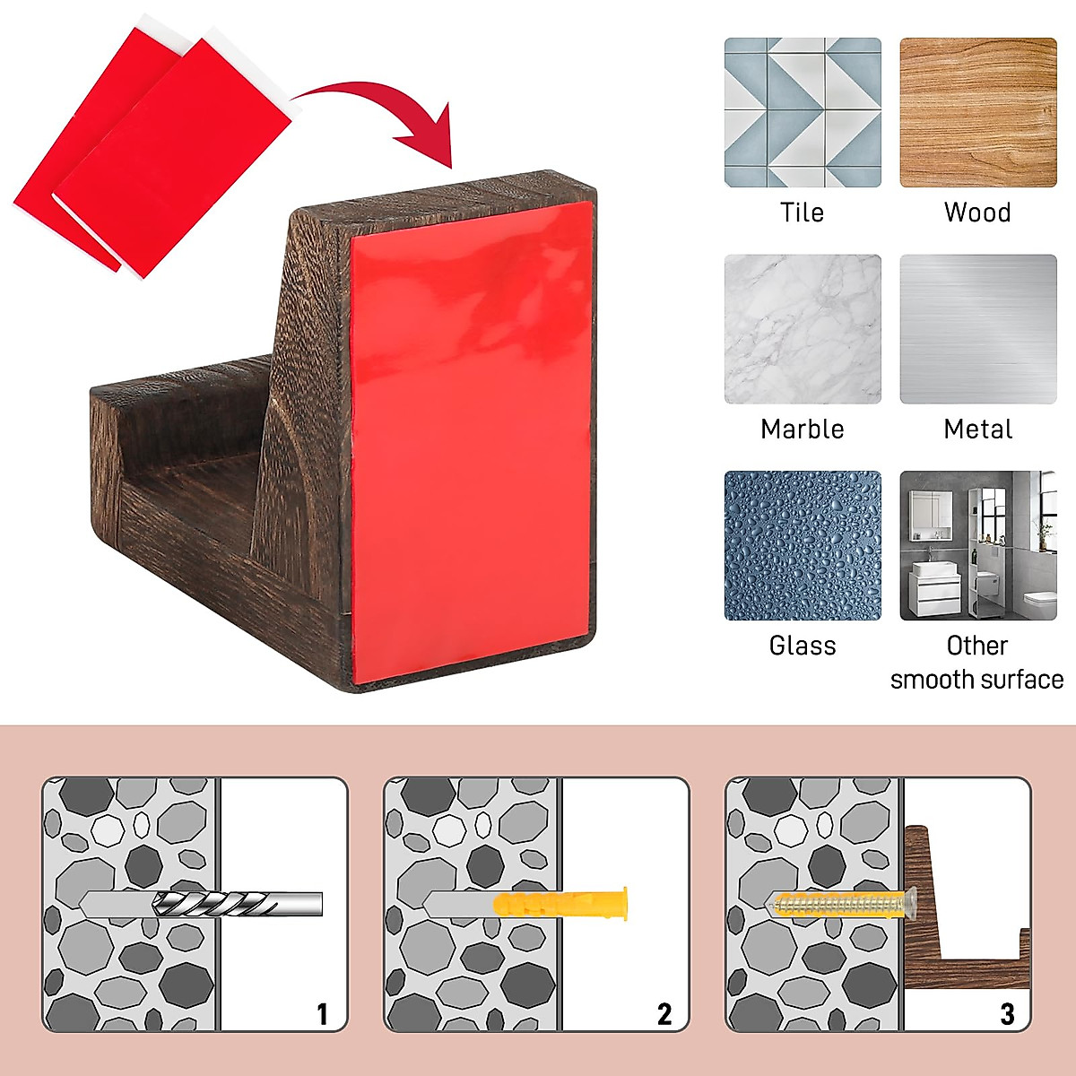 BEARUT 2 Pack Wall Mounted Game Controller Holder Headset Stand Universal Controller Gaming PC Accessories Rack Headphone Stand for Xbox Series PS5 PS4 by Wood Adhesive Fixation or Screws Install