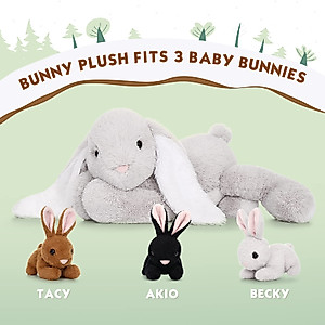 BENINY 4Pcs Bunny Stuffed Animal - 24"" Large Stuffed Bunny Rabbit Plush Toy Gifts for Kids - Cuddly Mommy Bunny Surprise with 3 Small Bunnies