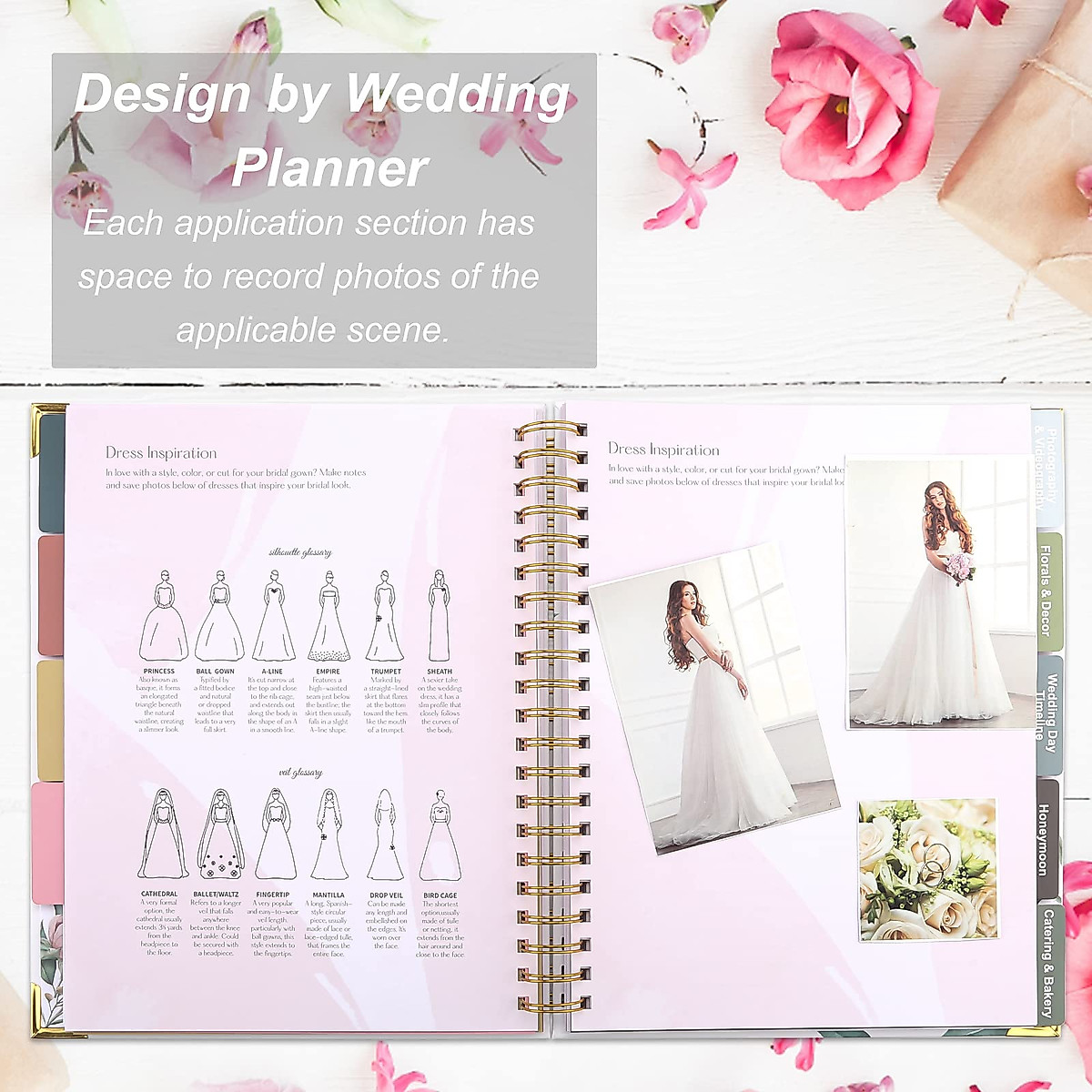 Wedding Planner Book and Organizer For The Bride,Engagement Gift for Newly Engaged Couples，Bride To Be Gifts-Planning Stickers,Pocket Folder,Ballpoint Pen and Card.