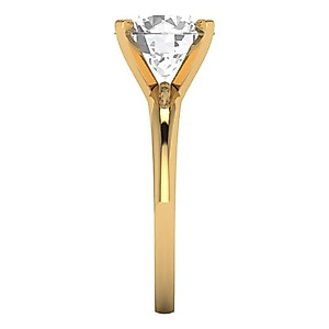 Clara Pucci 2.5 ct Round Cut Genuine Lab Grown Diamond VS1-VS2 18K Yellow Gold Solitaire Bridal Wedding Engagement Designer Ring size 6