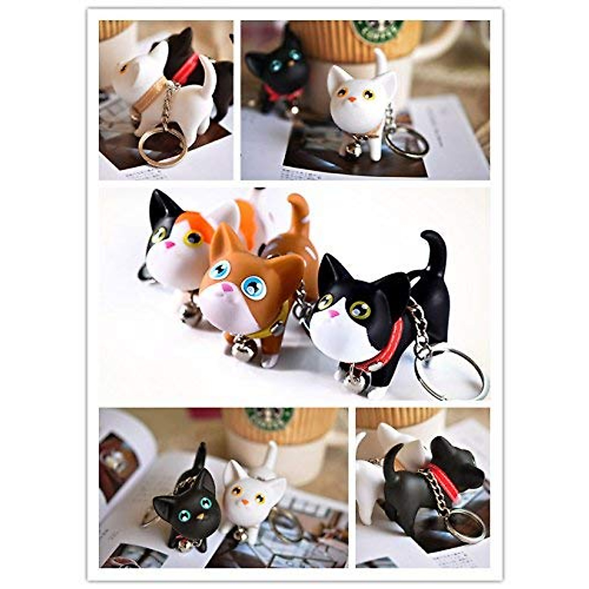 JOYJULY Cat Key Chain Kitten Keyrings for Car Key Chain Kawaii Adorable Bag Pendant,Gift Idea for Girls, Women and Men