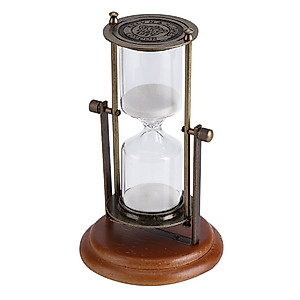15 Minutes Hourglass Metal Glass Rotating Sand Timer with Wooden Base for Gifts Toy Home Office Desktop Decor