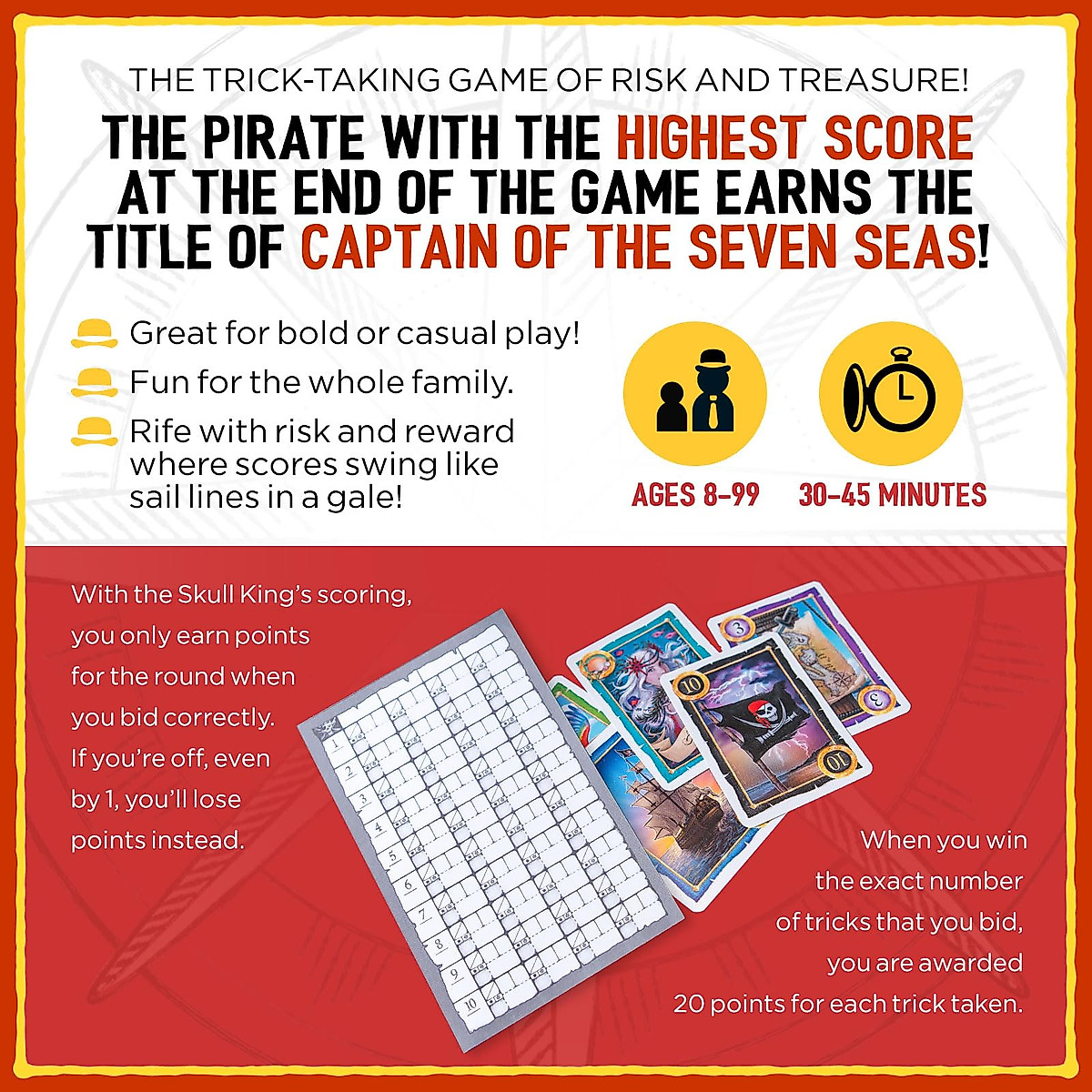 Grandpa Beck's Games Skull King - The Ultimate Pirate Trick Taking Card Game | from The Creators of Cover Your Assets | 2-8 Players Ages 8+