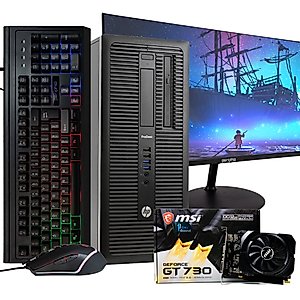 HP Gaming PC Computer, Quad-Core Intel i5, NVIDIA GeForce GT 730 2GB, 16GB DDR3 RAM, 1TB SSD, WiFi, Windows 10, Includes New 24 Inch Monitor (Renewed)
