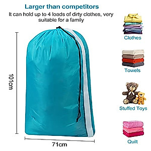 Laundry Bag, Bruvoalon Extra Large Heavy Duty Travel Large Laundry Bag for Traveling, Hold 4 Loads of Laundry, Dirty Clothes Storage Bag, Washer Dryer Safe for College Students (2 Pack, Blue & Gray)