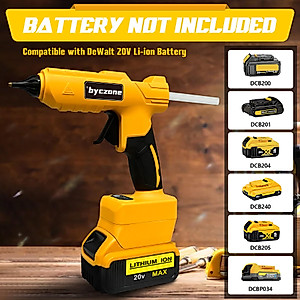 Cordless 100W Hot Glue Gun for Dewalt 20V Battery, Handheld Wireless Power Heavy Duty Hot Glue Gun Full Size Kit with 20pcs Hot Glue Sticks for Home Repair, Arts & Crafts(Battery NOT Include)