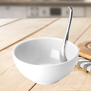 Asian Soup Spoons,Stainless Steel Dinner Spoons 10pcs Rice Spoons, Chinese Won Ton Soup Spoon, Notch and Hook Style