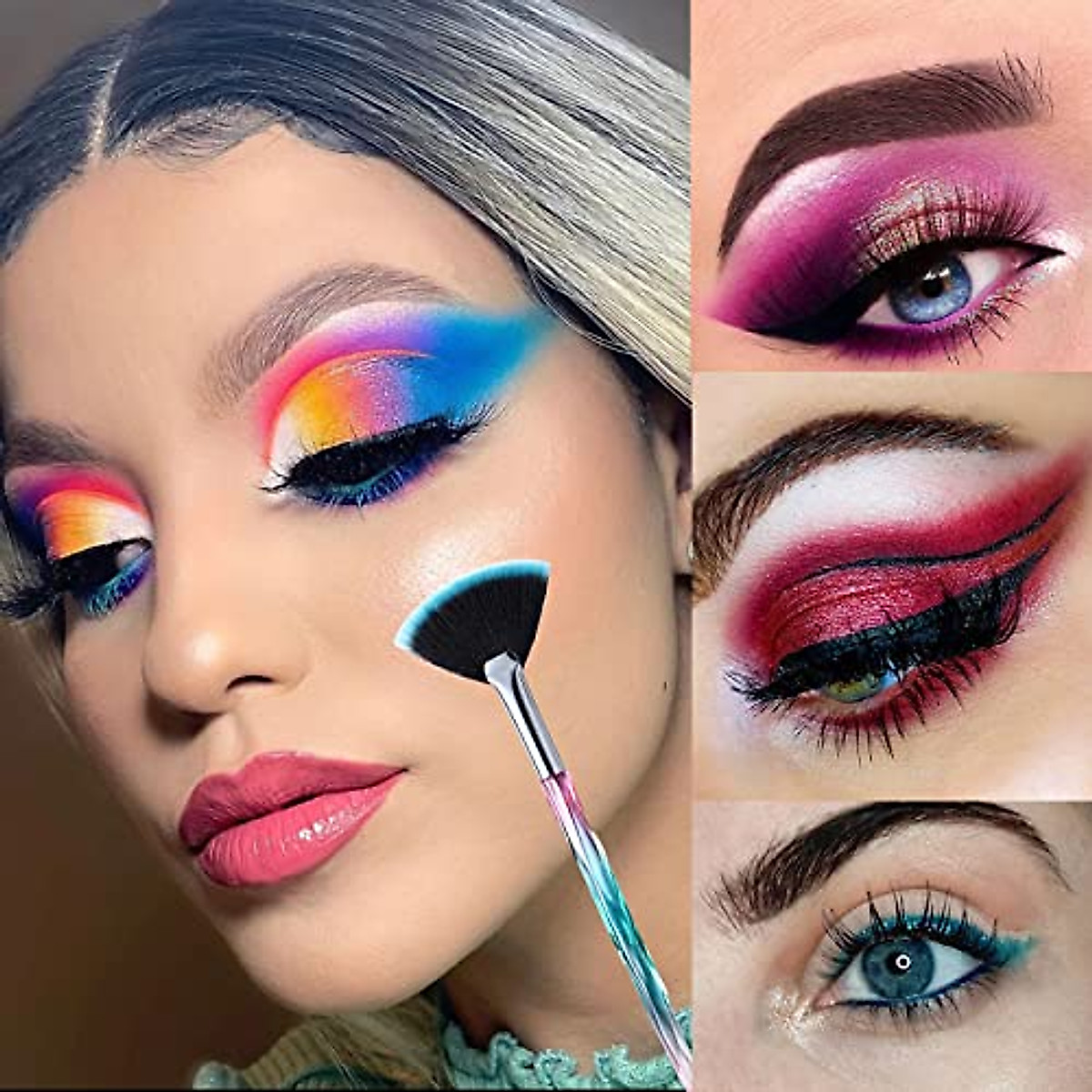 XMOSNZ 15PCS Makeup Brushes Irregular Handle Makeup Brush Set Eyeshadow Brush Face Lip Eye Make Up Brush Sets with Gift Box (Lake Blue)