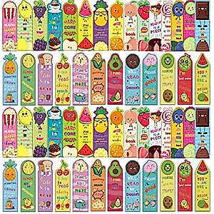 AUXHCYL 54pcs Bookmarks for Kids,Scented Bookmark Fruit Scratch and Sniff Bookmarks Colorful Book Marks Fruit Bookmarks 27 Styles for Students Reader
