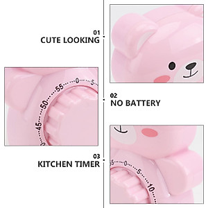 Cabilock 1pc Bear Timer Mechanical Timer Cooking Timer Countdown Timer No Battery Timer Learning Timer Frying Timer Cartoon Reminder Statue Kitchen Utensils Toddler Small Gift Abs