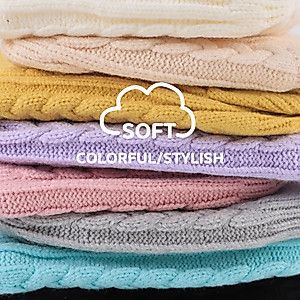 Winter Warm Knitted Baby Hat for Girls Cotton Lined Infant Toddler Girls Hat Autumn Cute Bow Classic Girls Beanie 0-6Y(M,White)