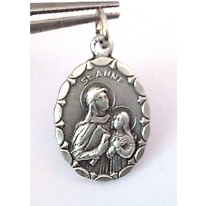 SAINT ANNE (MOTHER OF THE MOST HOLY VIRGIN MARY) OVAL SHAPE MEDAL - 100% MADE IN ITALY