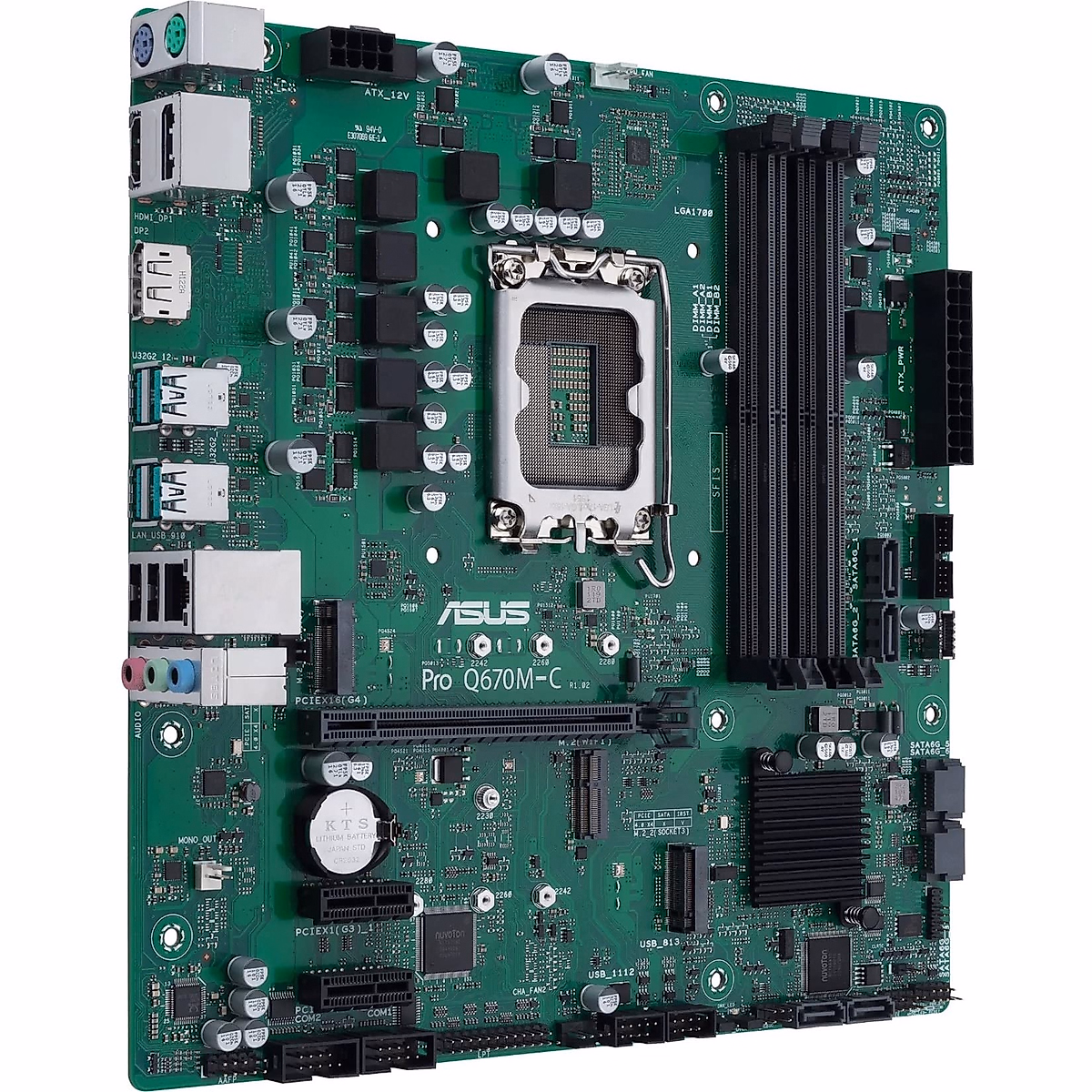 NVMe SSD M.2 slots,4 ASUS Pro Q670M-C-CSM LGA 1700 (Intel 12th Gen & Intel vPro) mATX Motherboard (PCIe 4.0, DDR5 4800, 2xNVMe SSD M.2, USB 3.2 Gen 2, ASUS Boot), Black