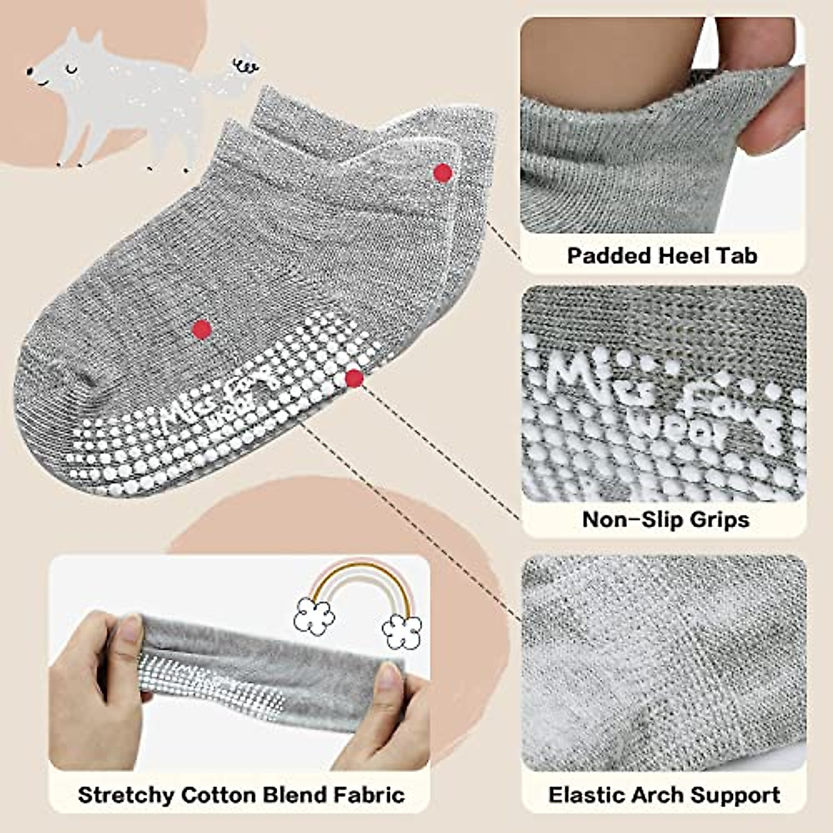 Baby Socks With Non Slip Grips Toddler Socks Infant Socks For 0-6,6-12,12-36 months Baby Boy Girl by Miss Fong Wear