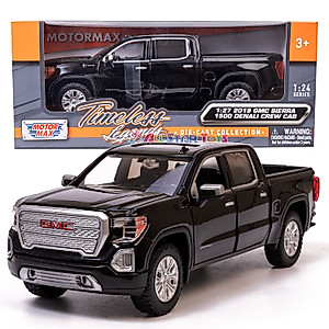 Motor Max 2019 GMC Sierra 1500 Denali Crew Cab Pickup Truck, Black 79362BK - 1/27 Scale Diecast Model Toy Car,unisex-children