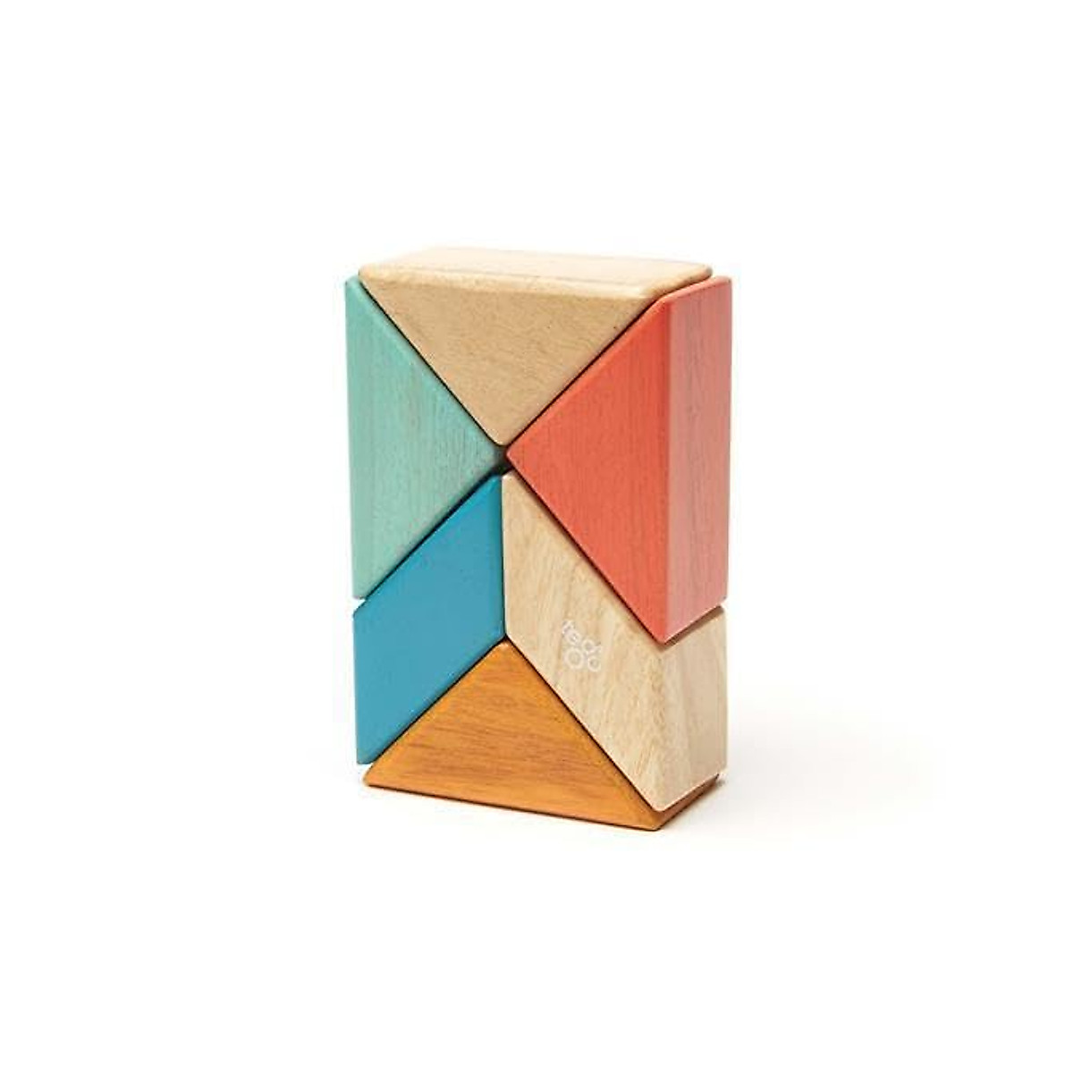 6 Piece Tegu Pocket Pouch Prism Magnetic Wooden Block Set, Sunset