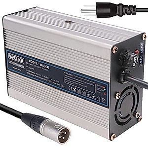 42V 5A Charger 42 Volt 5 Amp Li-ion Battery Charger with XLR 3Prong Charger Plug for 10S 36V Lithium Battery Pack with Cooling Fan