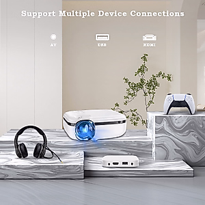 Mini Outdoor Projector 9500 Lumens, FunFlix 2023 Portable Movie Projector, 1080P Support, Home Theater Projector Compatible with HDMI, AV, USB, Laptop, Smartphone, TV Stick, Game