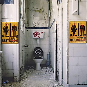 2 Pieces Halloween Stickers Scary Restroom Sign Sticker Halloween Door Wall Decals Decoration for Ghost House and Horror Themed Parties