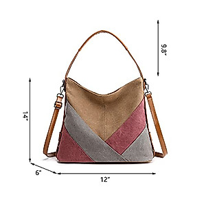 NOTAG Hobo Handbags for Women Canvas Purses and Handbags Large Casual Shoulder Bags with Removable Shoulder Strap (Coffee)