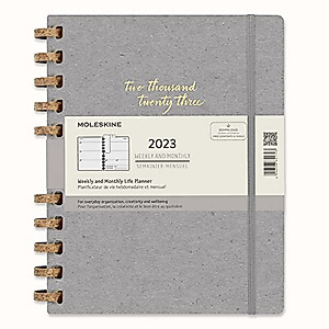 Moleskine Spiral 12 Month 2023 Solar Year Planner, Hard Cover, XXL (8.25" X 11.75"), Smoke