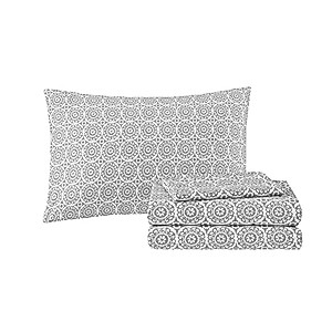 Madison Park Essentials Serenity Bed in a Bag Comforter Set, Medallion Damask Design, All Season Bedding with Cotton Sheet Set, Bedskirt, Queen(90"x90"), Taupe 9 Piece