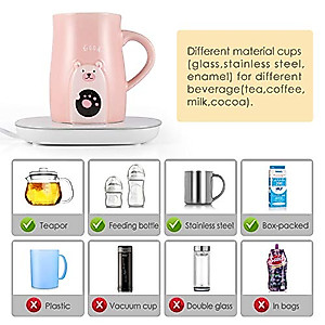 VANTAKOOL Coffee Warmer with Automatic Shut Off to Keep Temperature Up to 131℉/55℃ Electric Beverage (Tea,Water,Cocoa,Soup or Milk) Heater Surface for Home & Office Use(Without Mug), 123333, White