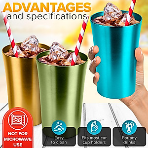 BURIUS Anodized Aluminum Drinking Cups Set - 6Pcs Wine Tumblers Aluminum Party Cups for Iced Coffee Bar Accessories Water Glasses - Colorful Wine Glasses for Drinking Water Tumbler Metal Cup