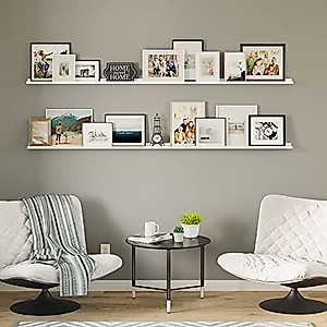 Wallniture Denver White 84" Picture Ledge Shelf for Living Room Decor, Floating Shelves for Wall Decor, Long Shelf Set of 2 for Bedroom, Hallway