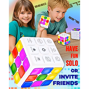 Skywin Puzzle Cube Game (White) - Flashing Cube Handheld Electronic Games Stem Toy - Fun Memory Games & Brain Games for Adults and Kids