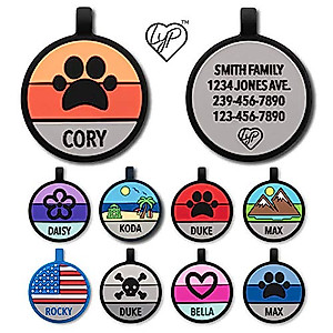 LYP - Our Original Soundless Pet ID Tag - Largest Line of Silicone Dog Tags - No More Jingling Dog Tags -Durable - Never Fades - Customized Deep Engraved Silicone (Paw - Orange)
