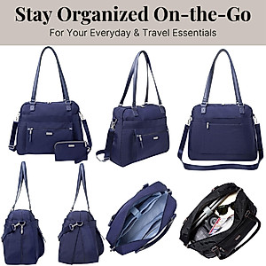 Baggallini Overnight Expandable Laptop Tote - Lightweight Travel Bag for Women, Navy