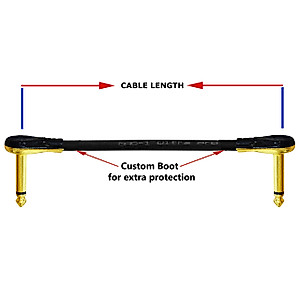 WORLDS BEST CABLES 2 Units - 7 Inch - Gotham GAC-1 Ultra Pro - Low-Cap (21pF/ft) Guitar Bass Effects Instrument, Patch Cable & Gold (6.35mm) Low-Profile R/A Pancake Type Connectors - Custom Made