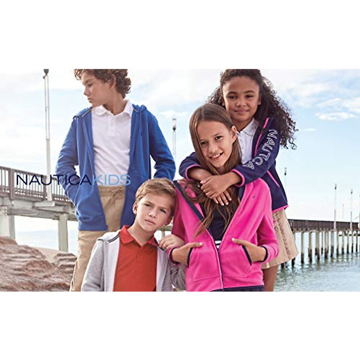 Nautica Boys' Zip Up Hoodie Sweatshirt, Signature Logo Design, Kangaroo Pockets, Made with Lightweight Fleece, Royal Blue, 18-20