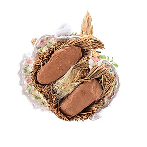 YIREAUD 1 Pcs Easter Straw Rabbit Easter Bunny Figurine Decoration Easter Bunny Statue Artificial Animal Model Sculpture Standing Straw Woven Bunny Ornament for Home Garden Spring Decor