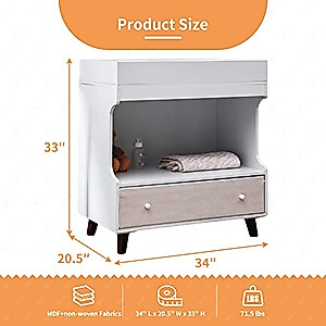 MOOITZ Changing Table Dresser with 1 Drawers,1 Cabinets, Can be Used as a Baby Changing Table Dresser, a Dresser Changing Table, Changing Table with Drawers (White)