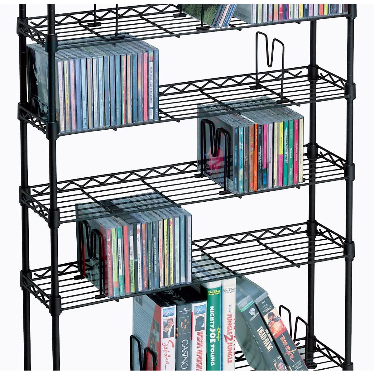 Atlantic Maxsteel 8-Tier Heavy Gauge Steel Wire Storage Shelving, holds up to 440 CD; or 228 DVD; or 264 Blu-Ray/Video Game discs, also great for organize collectable/memorabilia, in Black – PN 3020