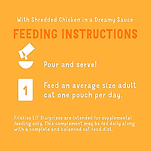 Purina Friskies Wet Cat Food Complement, Lil’ Slurprises With Shredded Chicken in a Dreamy Sauce - (16) 1.2 oz. Pouches