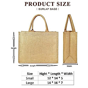 Globyz Jute Bag With White Canvas Pocket And Button Closer Burlap Tote Bag With Initial Tote Present for Birthday And Holiday (M, Large (14H*16L*7W))