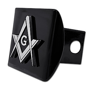 Masonic Square and Compasses Black All Metal Hitch Cover