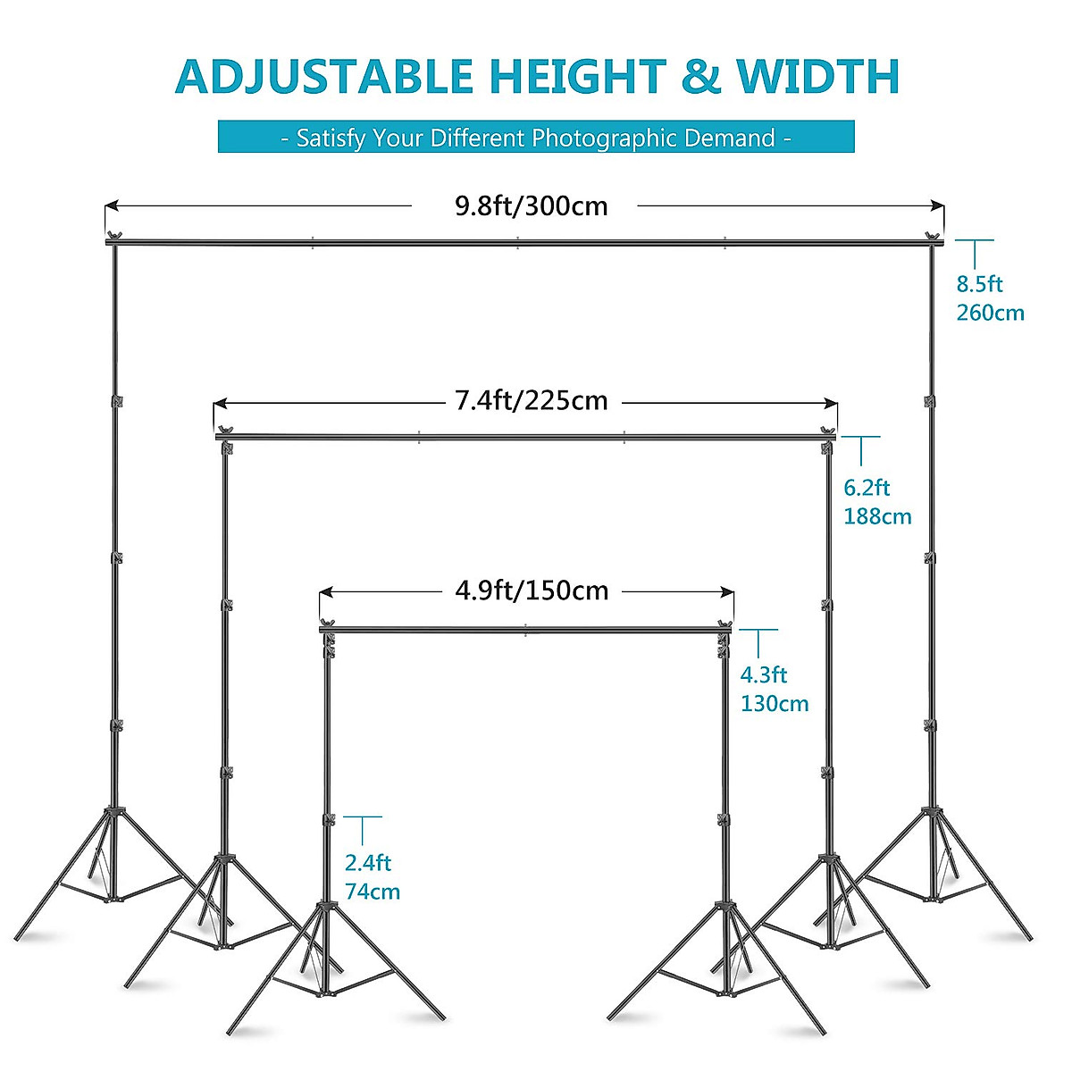 NEEWER Complete Photography Lighting Kit with Backdrops: 8.5ftx10ft Backdrop Stand/800W Equivalent 5500K Umbrellas Softbox Continuous Lighting Kit/42 inch Reflector/Tripod/Carry Bag for Studio