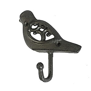 WINTENT Cast Iron Wall Hook Decorative Rustic Animal Deer Bird Hook for Hanging Key Coat Hat Towel (Bird)