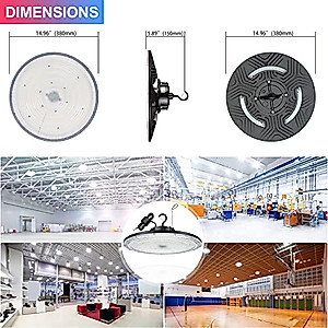 200W UFO LED High Bay Light 800W MH/HPS Equivalent 30,000lm 5000K Dimmable High Bay LED Shop Light (Dimmer Remote Controller Included) UL DLC Approved Warehouse Lights 5' Cable AC 100-277V