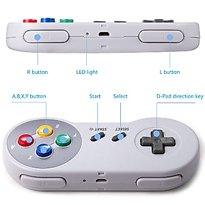 Retro Wireless USB Controller for SNES PC Games, 2.4G Rechargeable Classic SNES USB Game Pad Emulator Controller for Windows PC MAC,Raspberry PI