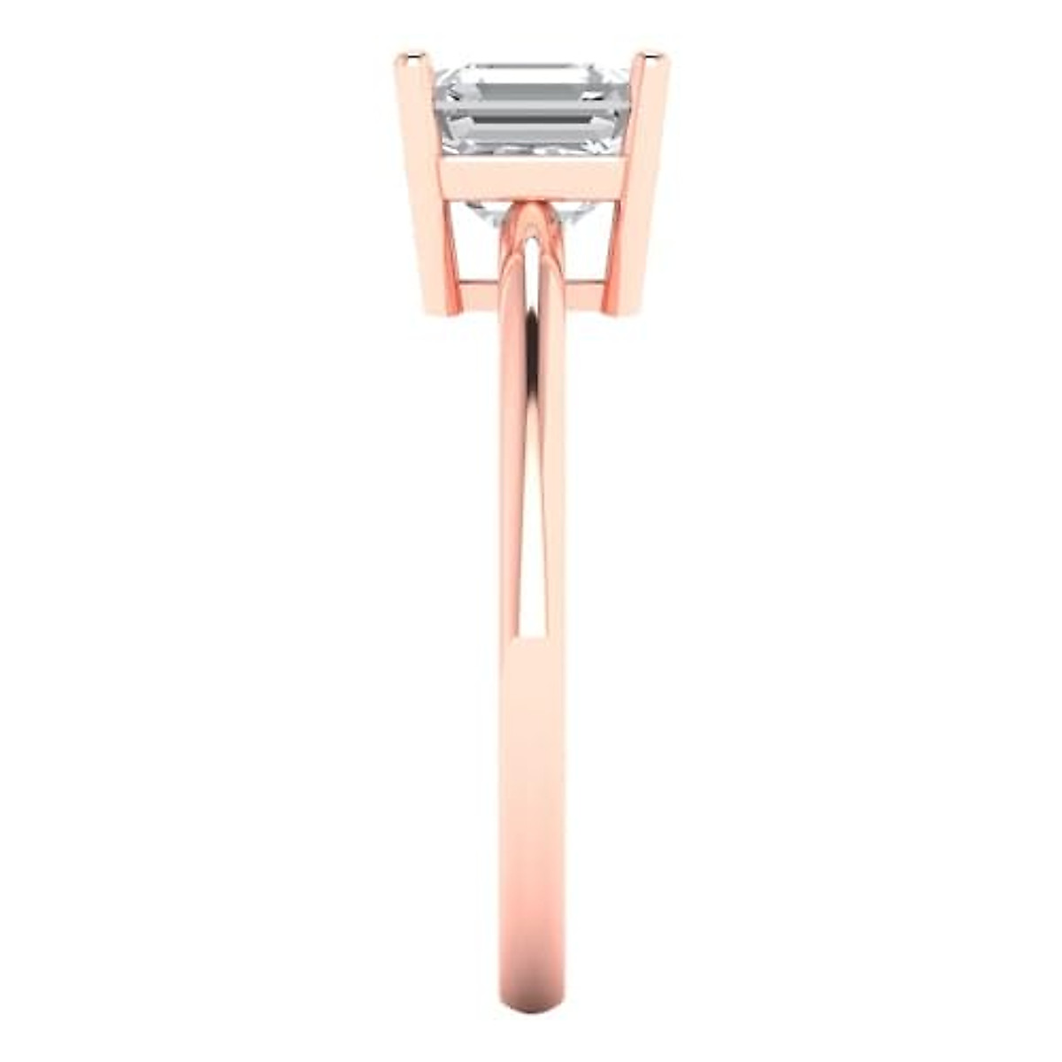 Clara Pucci 1.50 ct Asscher Cut Solitaire Moissanite Engagement Wedding Bridal Promise Anniversary Ring 18K Rose Gold Size 5.75