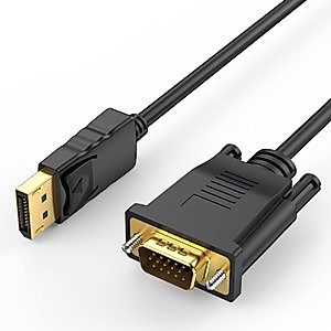 DisplayPort to VGA Cable 6 Ft, 2-Pack Display Port DP to VGA Adapter Cord Male to Male HD Video 1080P for Computer, Monitor, TV, Projector