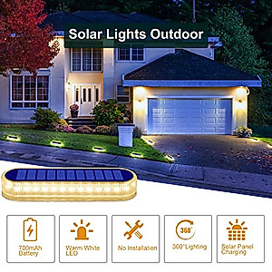 Solar Step Lights Waterproof,Warm White Deck Outdoor,Solar Fence LED,Solar for Stairs,Yard,Patio,Post,Railing,Garden,Backyard,Front Door,Pathway,Driveway,Porch(4 Pack)