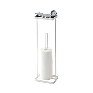 YAMAZAKI Home Roll Stand with Tray | Steel | Toilet Paper Stocker, One Size, White